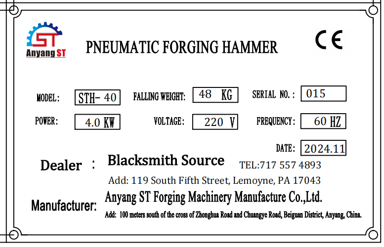 Anyang ST Power Hammers sold by Blacksmith Source will display our con ...